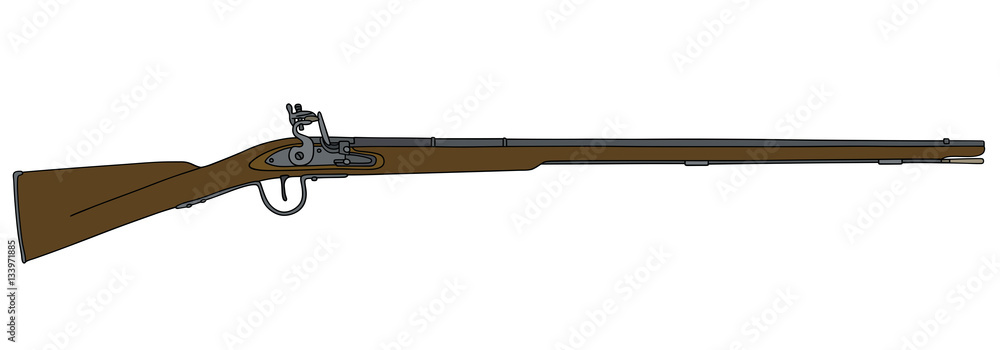 Historical long matchlock rifle Stock Vector | Adobe Stock