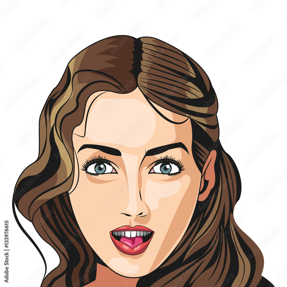 Sexy Girl Face Hairstyle Model Beautiful Vector Illustration Eps 10