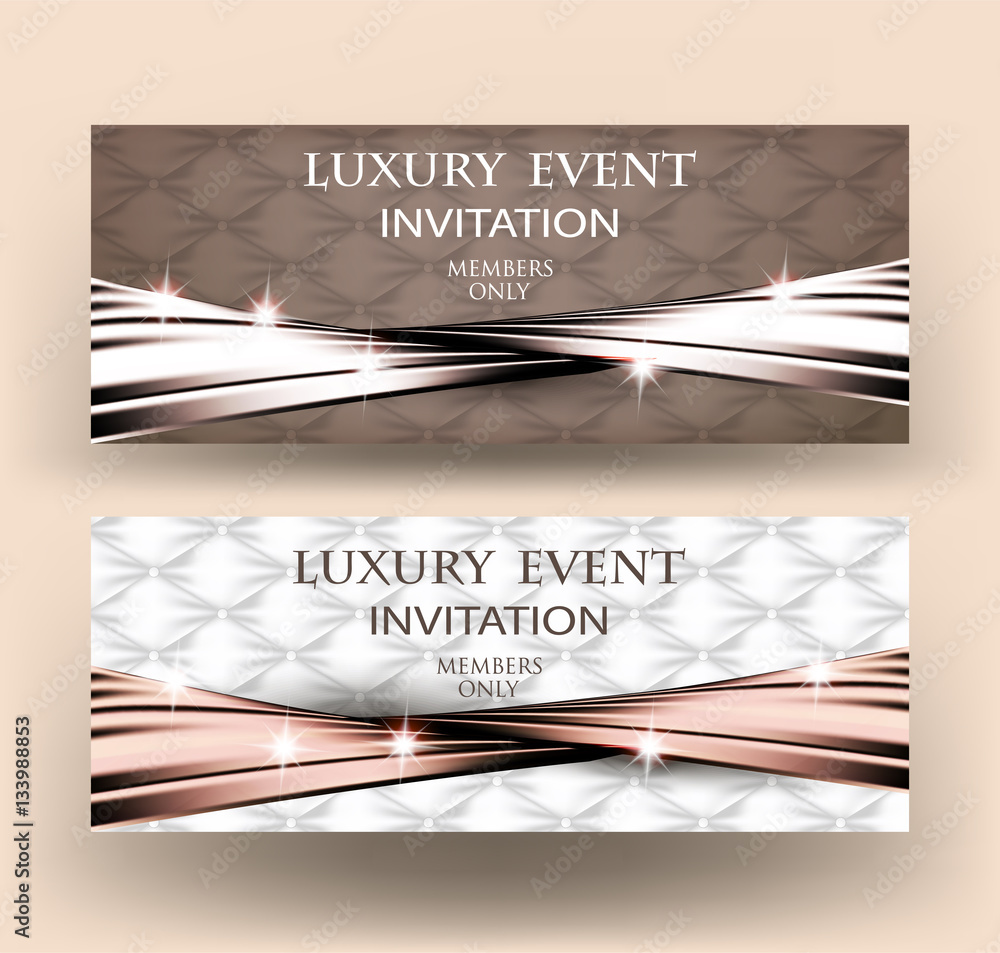 Luxury event elegant cards with fabric textured background and warped ...