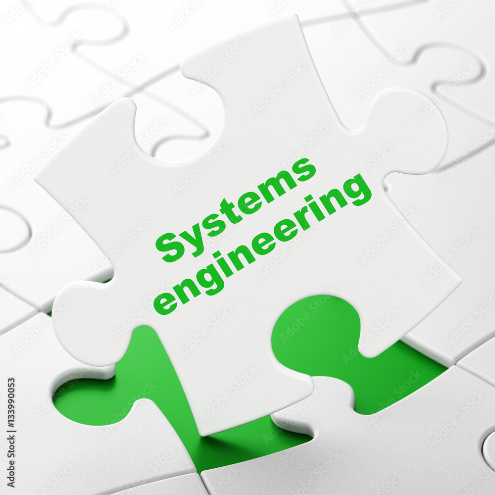 Science concept: Systems Engineering on puzzle background Stock ...