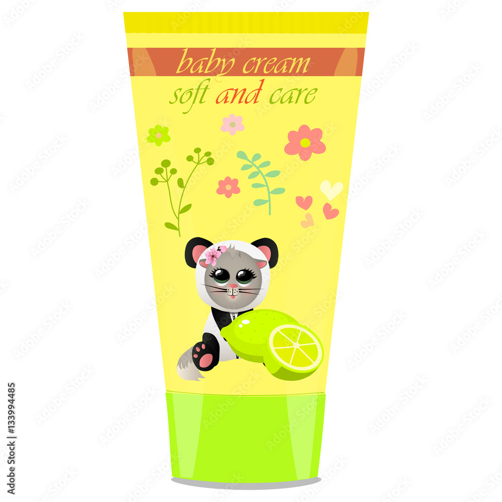 Baby cream tube with kids design Stock-Vektorgrafik | Adobe Stock