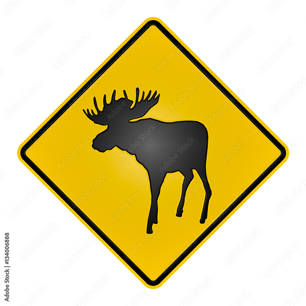 Warning Sign Moose Stock Illustration | Adobe Stock