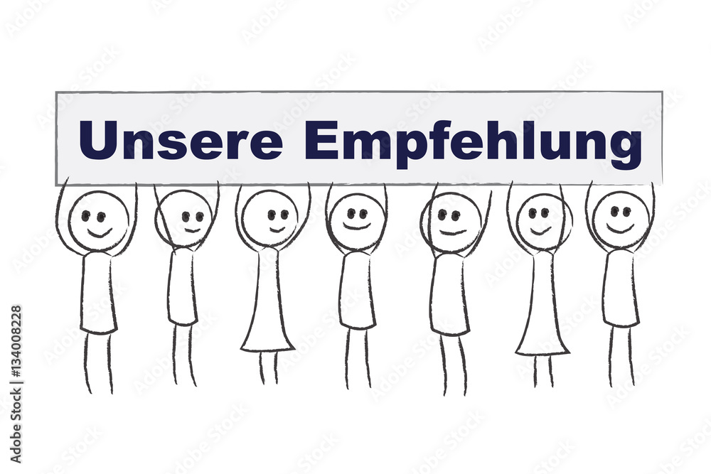 Personen halten Plakat - unsere Empfehlung Stock-Vektorgrafik | Adobe Stock