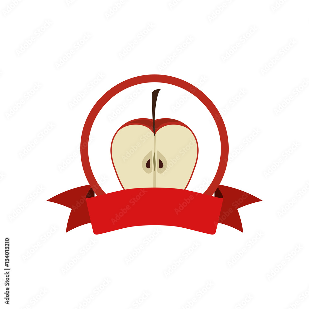 label silhouette colorful with half apple vector illustration Stock ...