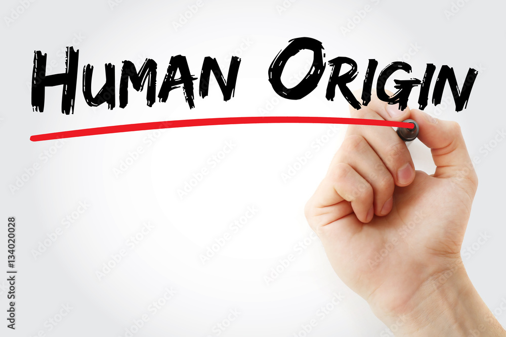 Hand writing Human origin with marker, concept background Stock Photo ...