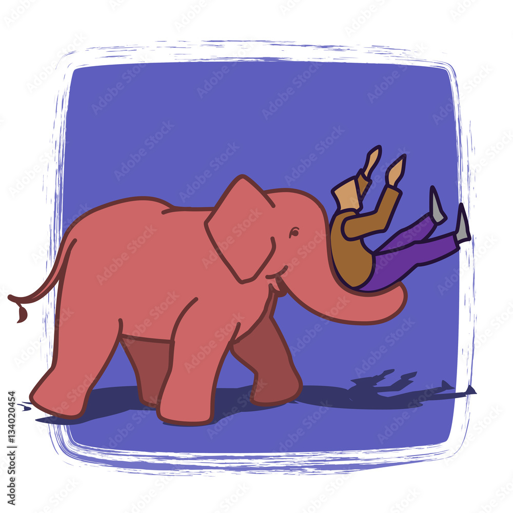 Cartoon elephant & man playing vector de Stock | Adobe Stock