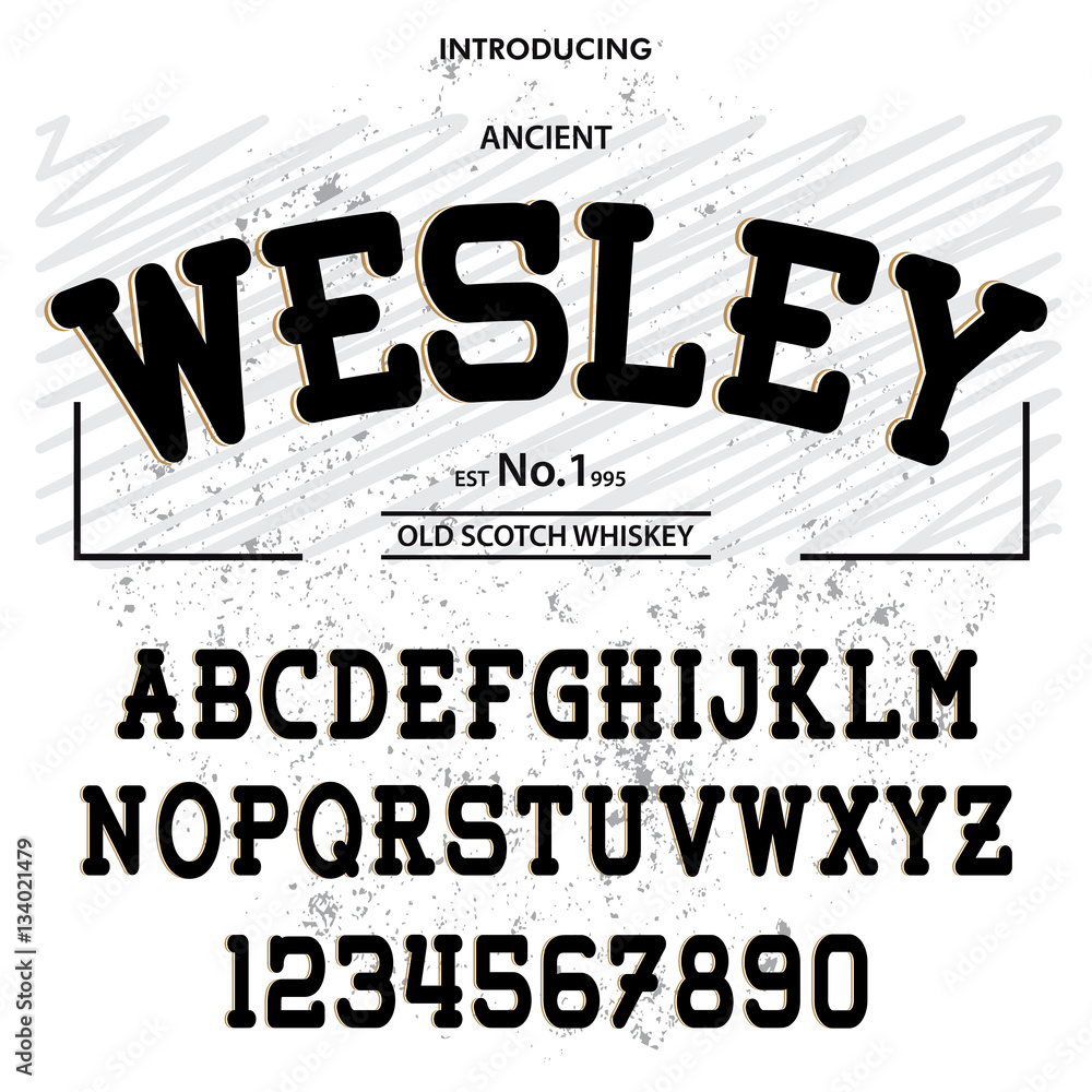 Vettoriale Stock Typeface. Label. Wesley typeface, labels and different ...
