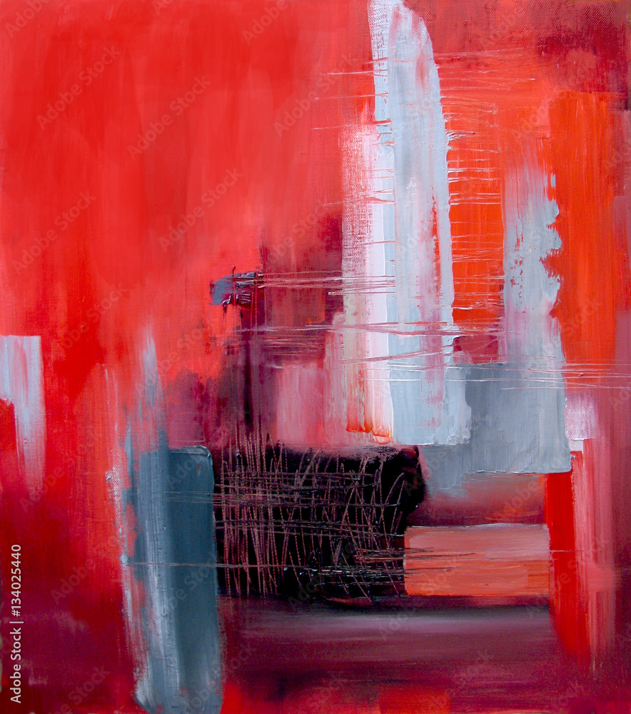 Abstract art in red and gray oil painting Stock Illustration | Adobe Stock