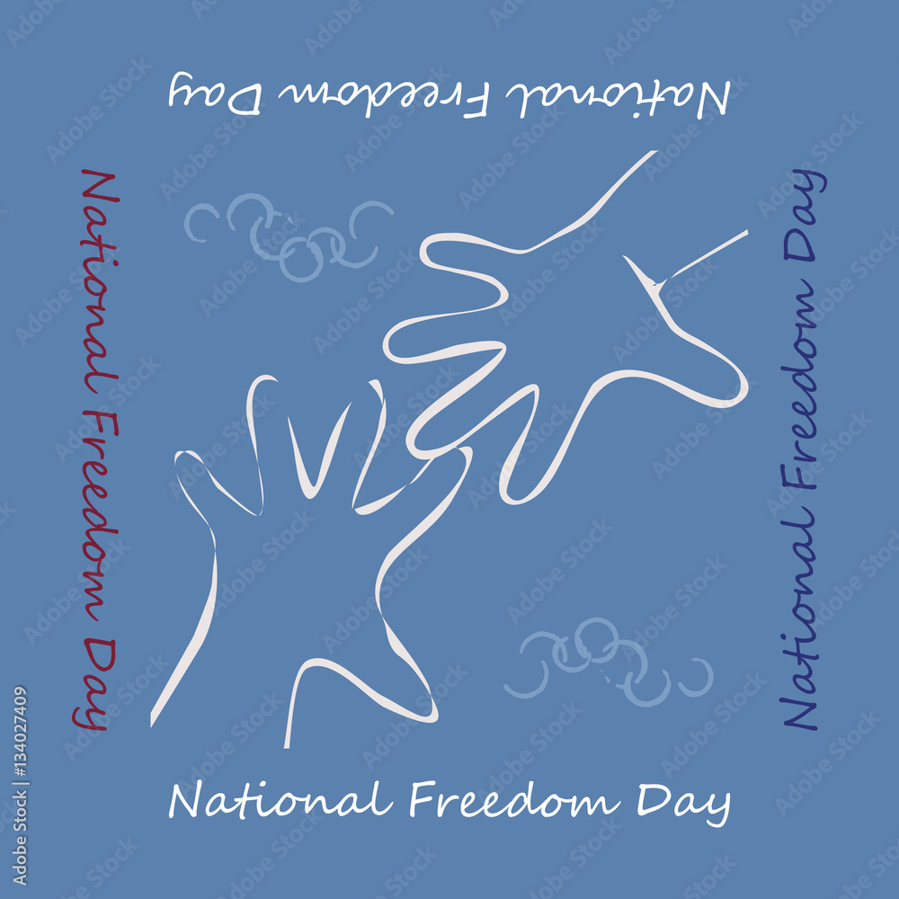 Vetor de National Freedom Day. Freedom for all Americans. hands to each ...