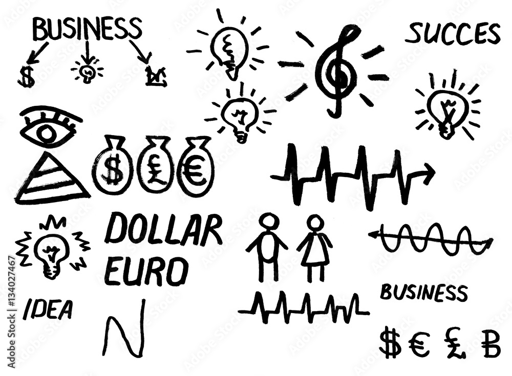 Marker hand drawn chart. Mind map doodle elements. Elements draw Stock Illustration | Adobe Stock