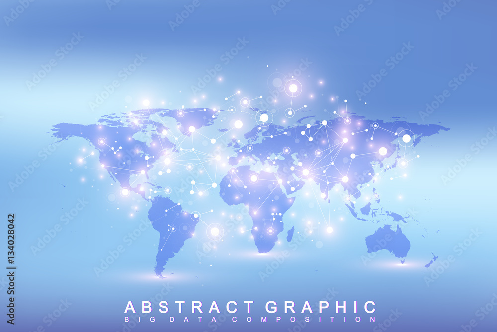 Geometric graphic background communication with Political World Map ...