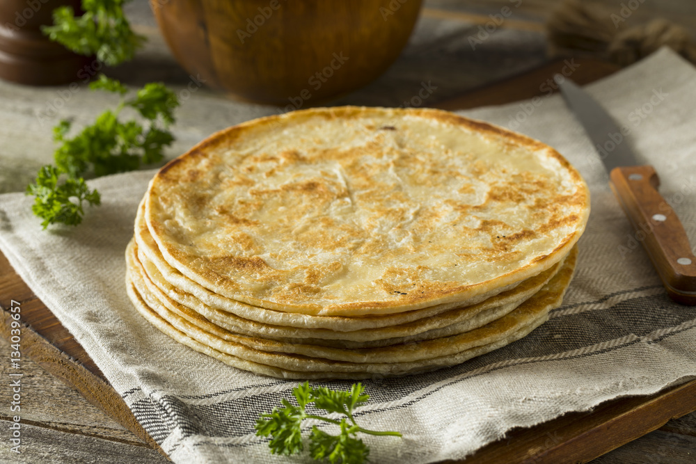 Homemade Flour Indian Paratha Bread Stock Photo | Adobe Stock