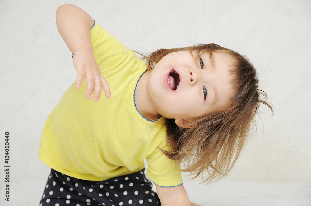 dancing little girl having fun isolated, happy childhood concept,happy ...