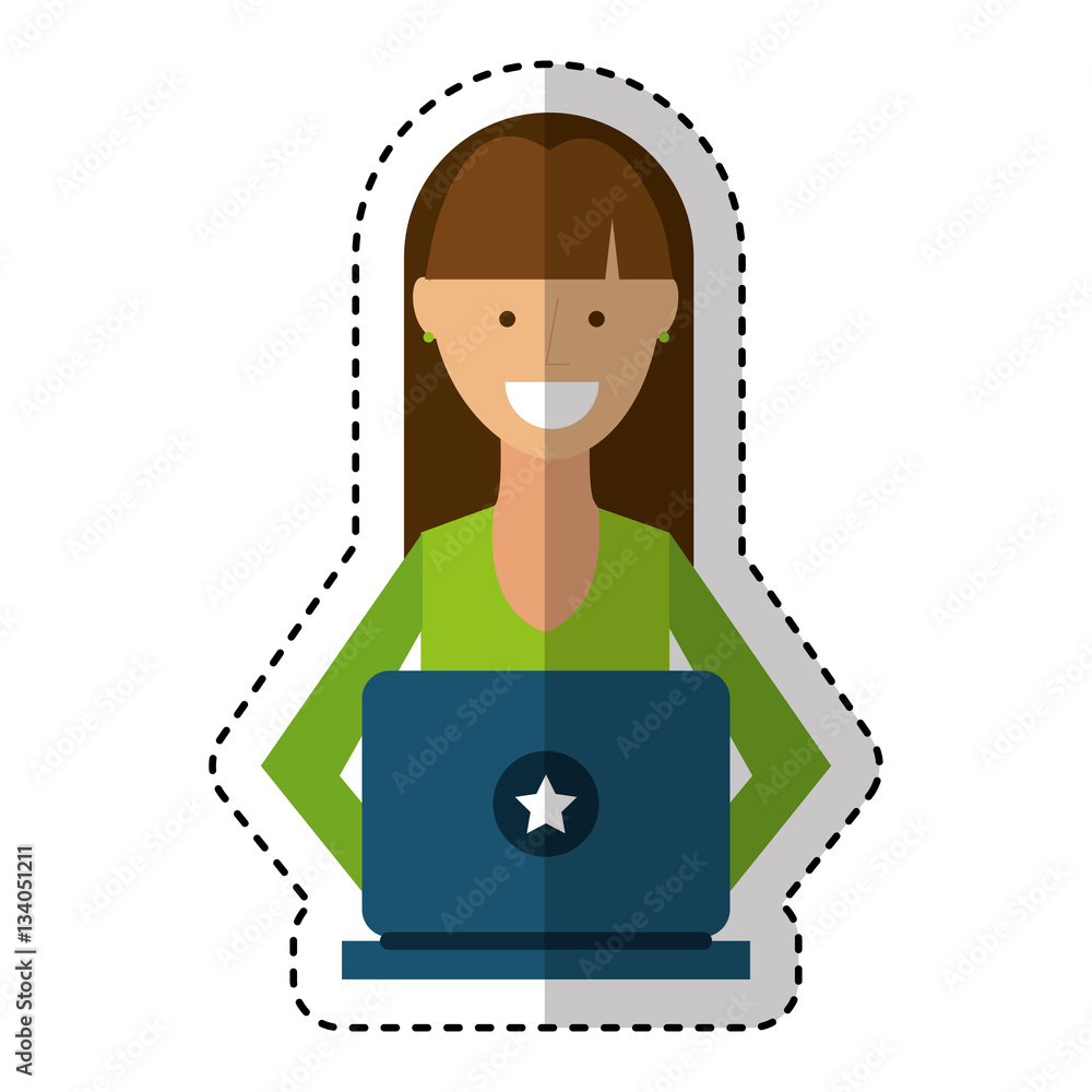 person using computer icon vector illustration design Stock Vector ...