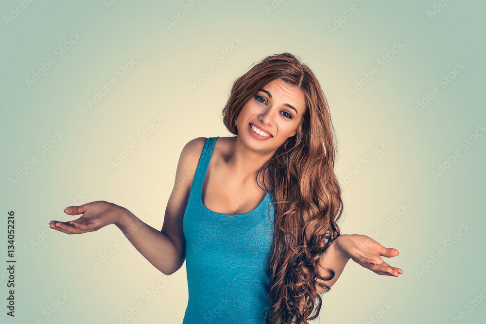 Indifferent woman asking who cares Stock-Foto | Adobe Stock