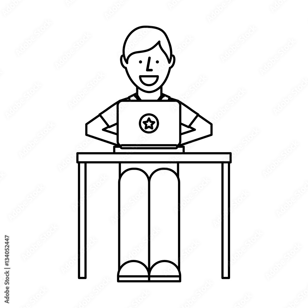 person using computer icon vector illustration design Stock Vector ...