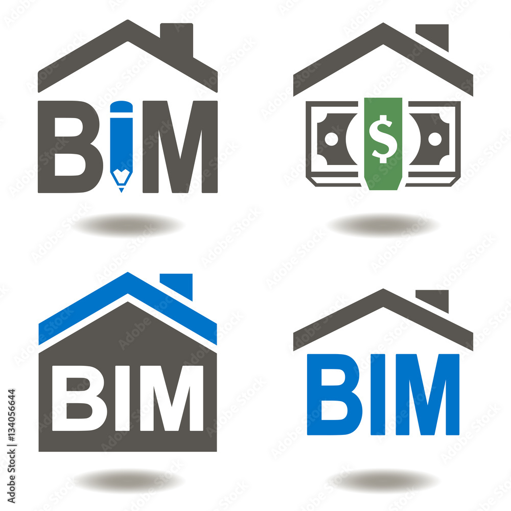 BIM vector icon eps 10 set building information modeling business ...