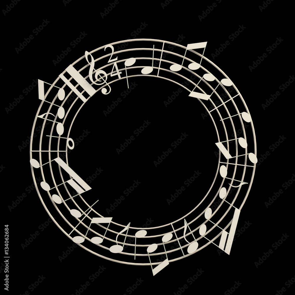 3d illustration of musical notes Stock Illustration | Adobe Stock