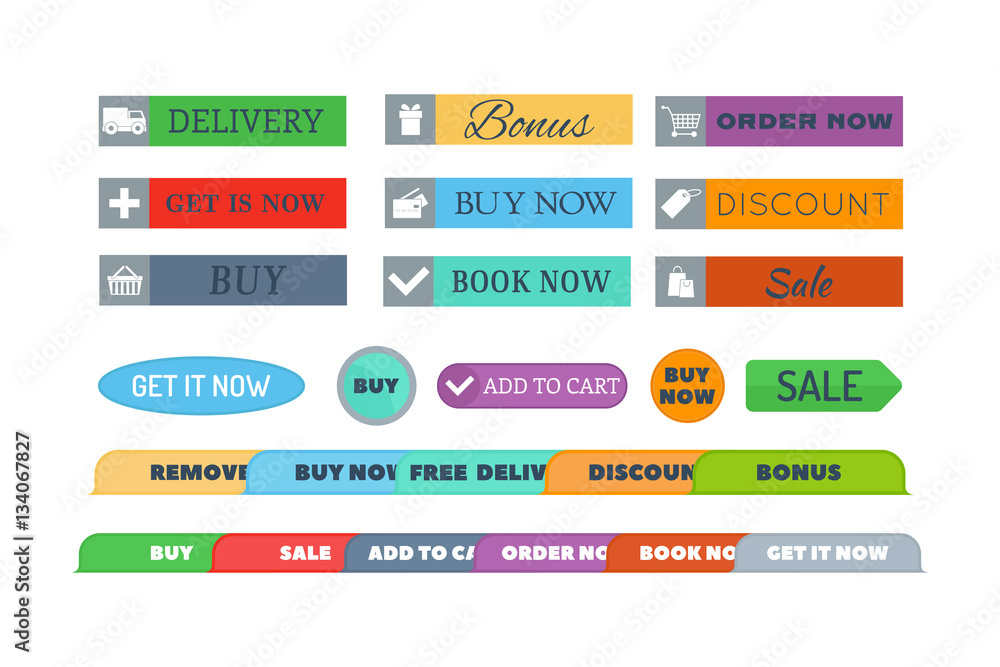 Shop buttons vector set. Stock ベクター | Adobe Stock
