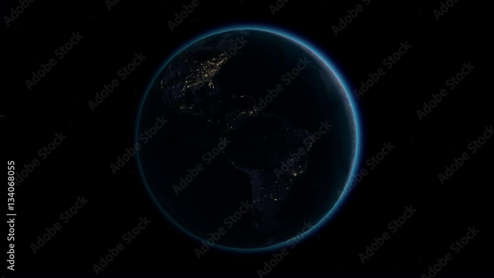 Planet Earth rotates, zoom to Asia 4K Ultra HD. World in the space ...