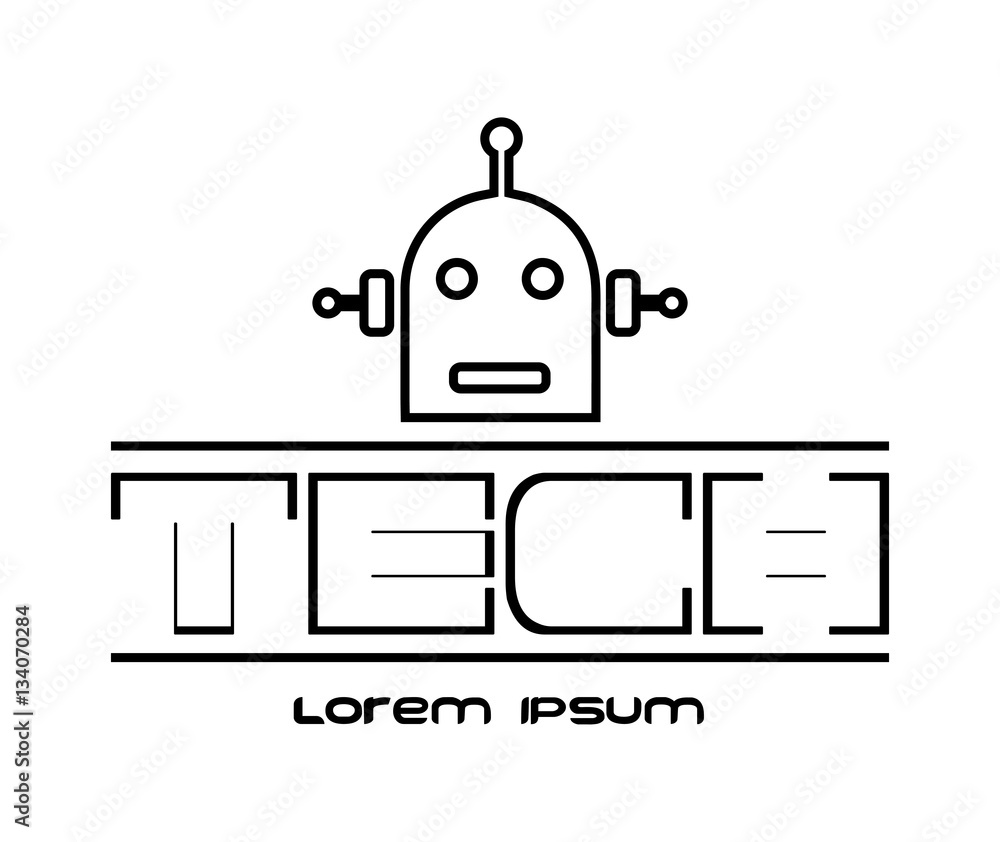 Tech Logo Design with Cyber Robot Stock Vector | Adobe Stock