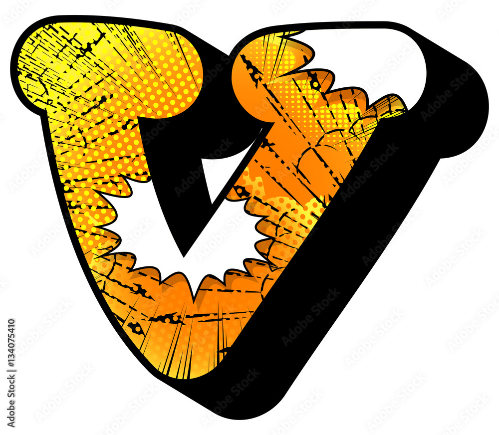 Letter V filled with comic book explosion, background. Stock Vector ...