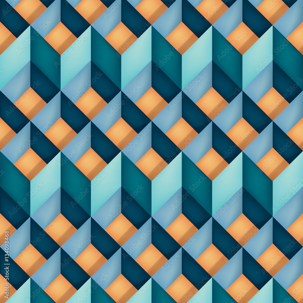 Volume realistic vector texture, diamonds, geometric pattern, turquoise ...