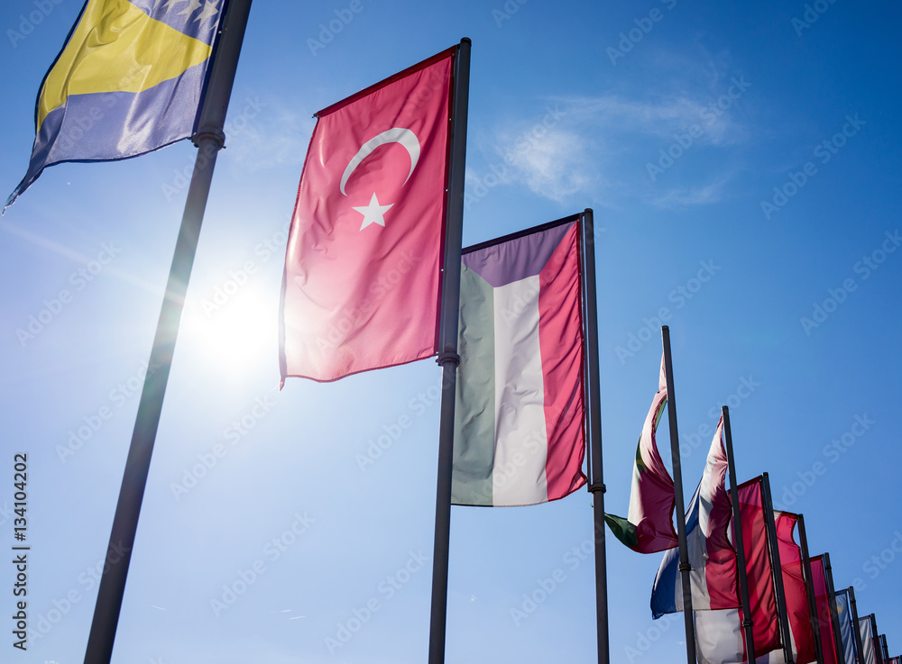 Foto de National flags of different country do Stock | Adobe Stock