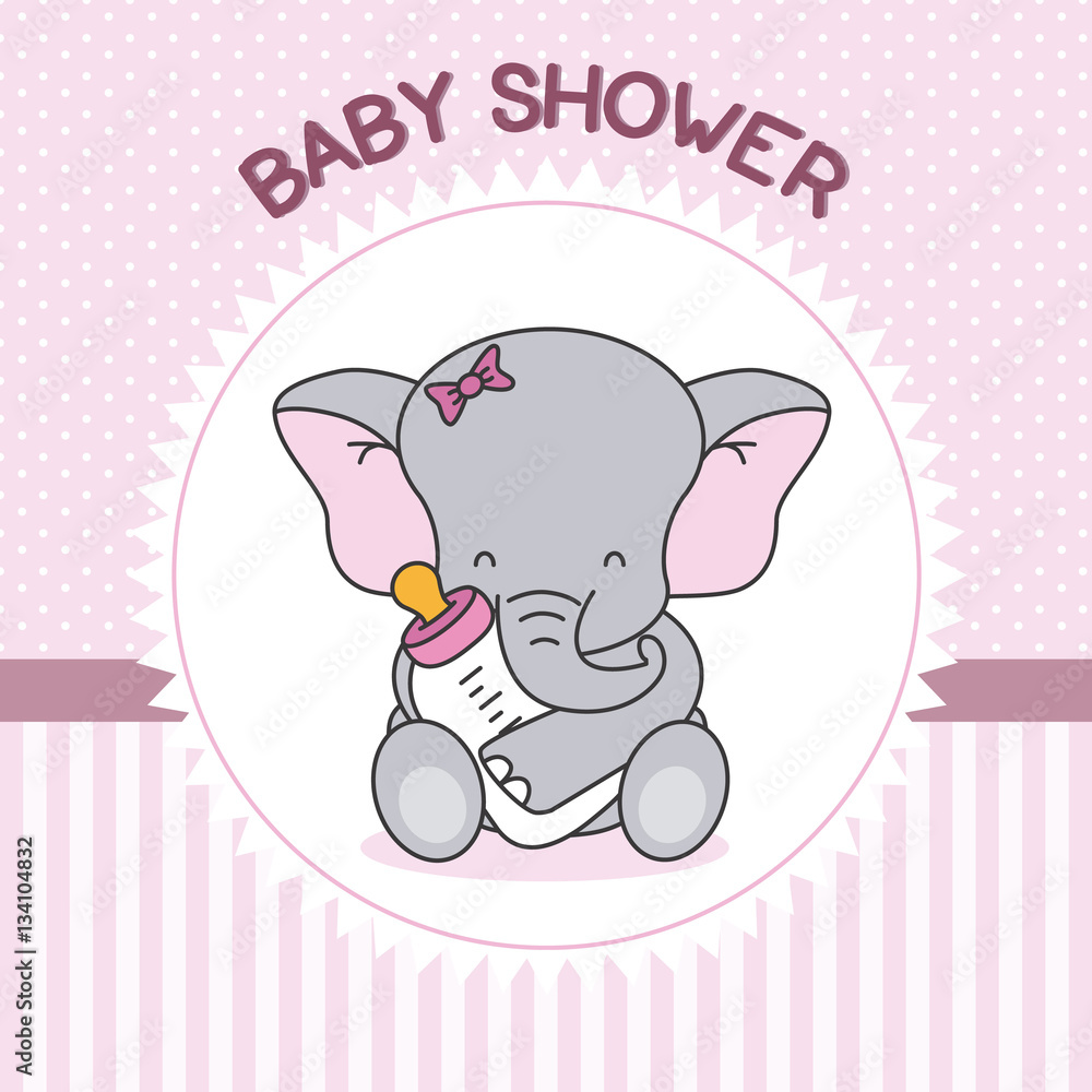 Girl Elephant Baby Shower Clip Art