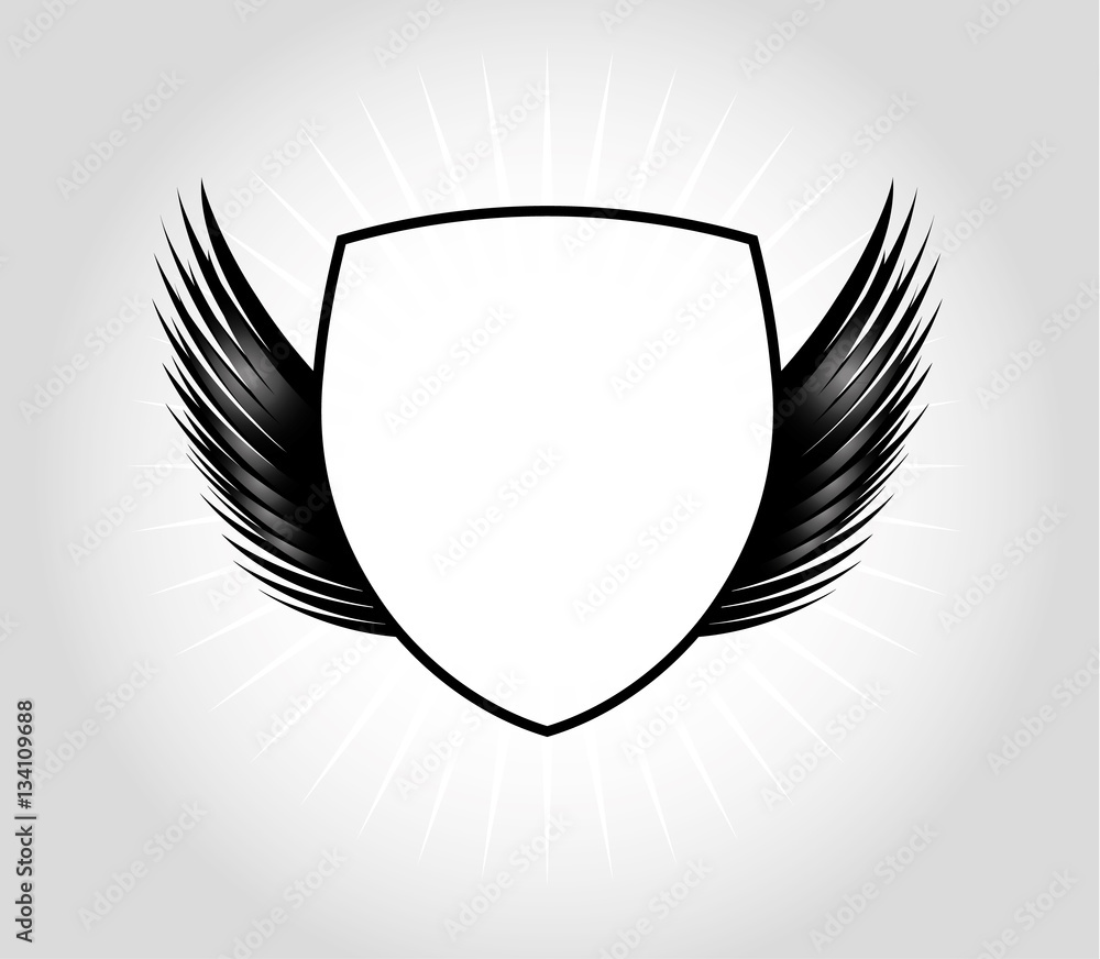 Blank Shield Logo With Wings