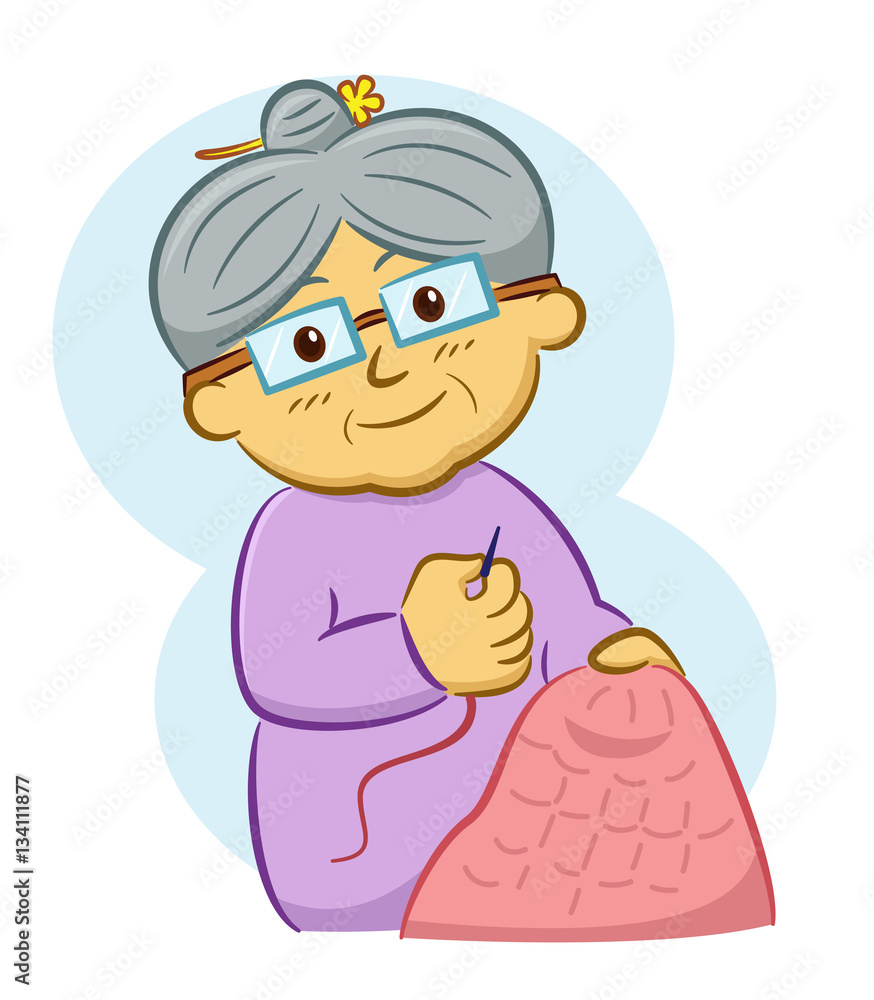Grandmother Knitting Clipart
