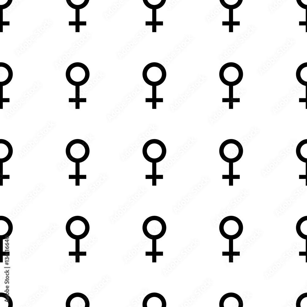 Seamless pattern with the black female symbols. Female signs same sizes ...