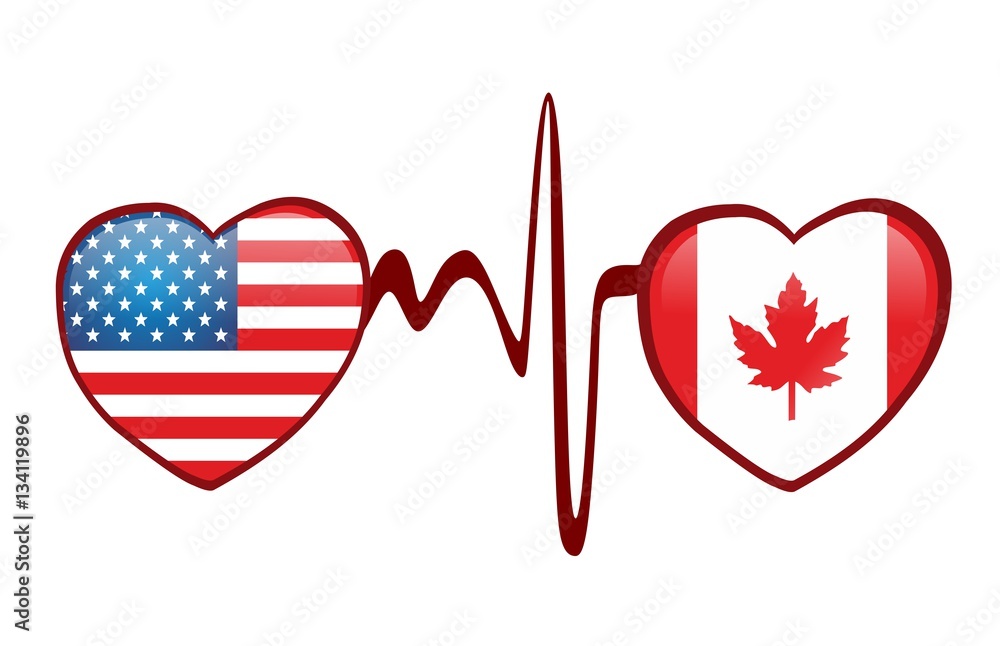 USA heart and heart with flag of Canada - first aid Stock Illustration ...