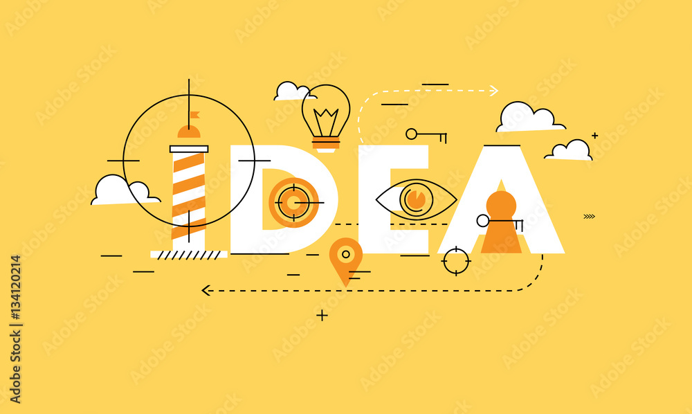 Word idea business vector illustration design banner. Creative thinking ...