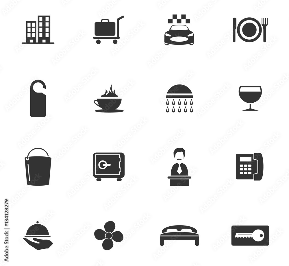 hotel room services icon set Stock Vector | Adobe Stock