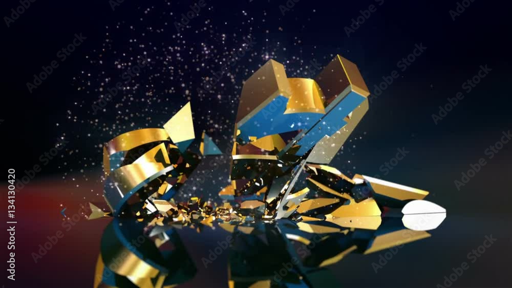 Dollar sign crash. Animation of falling down, and destruction economic ...