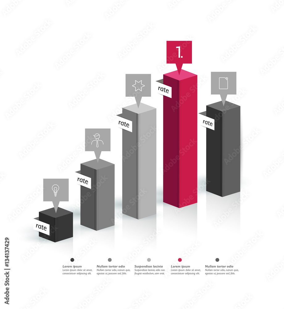 3D chart, graph. Simply color editable. Infographics elements. Stock ...