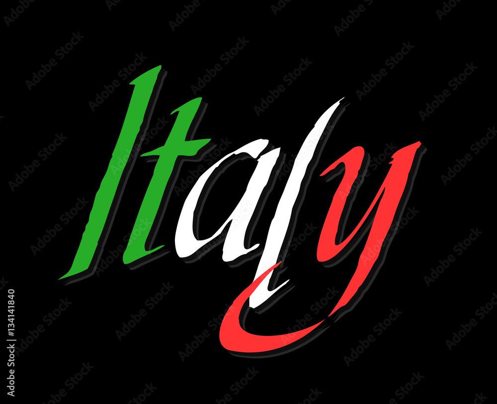 Italy lettering colors in flag colors. Stock Vector | Adobe Stock