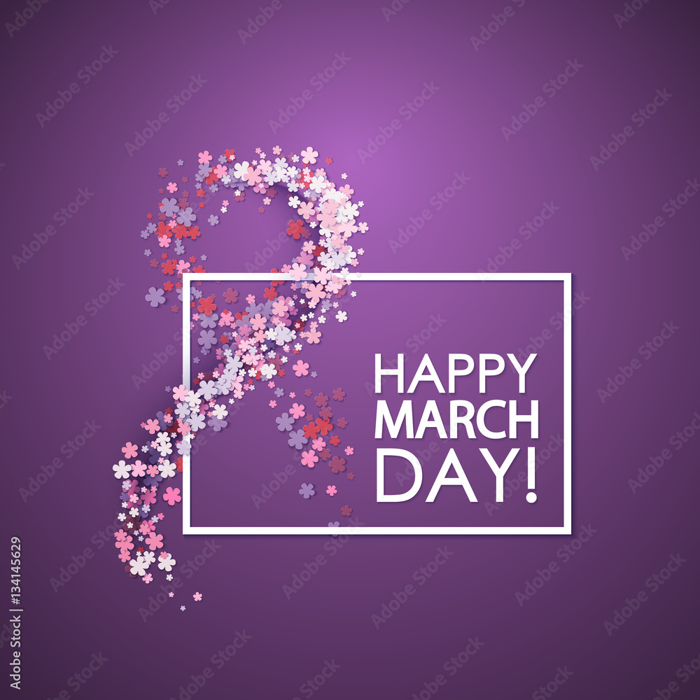 Women day background with frame flowers. 8 March invitation card ...