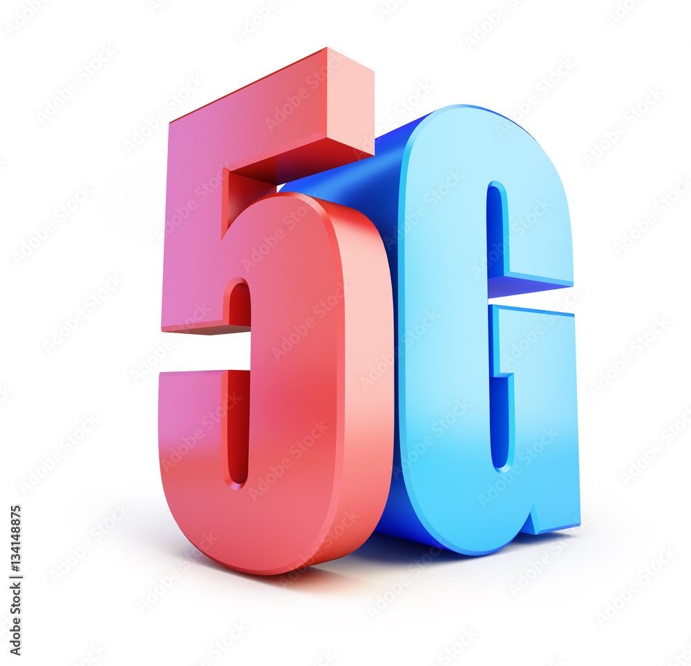 5G sign, 5G cellular high speed data wireless connection. 3d ...