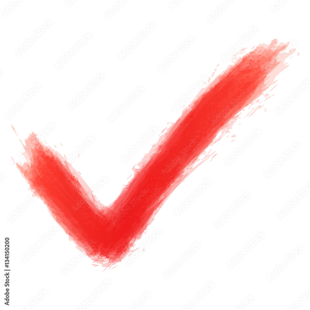 Red check mark sign watercolor texture Stock Vector | Adobe Stock