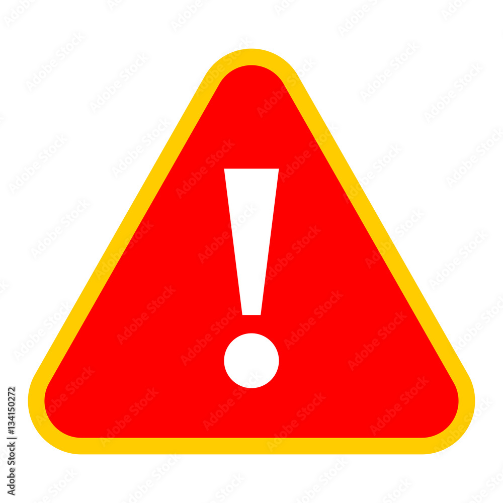 Red triangle exclamation mark icon warning sign attention button Stock ...