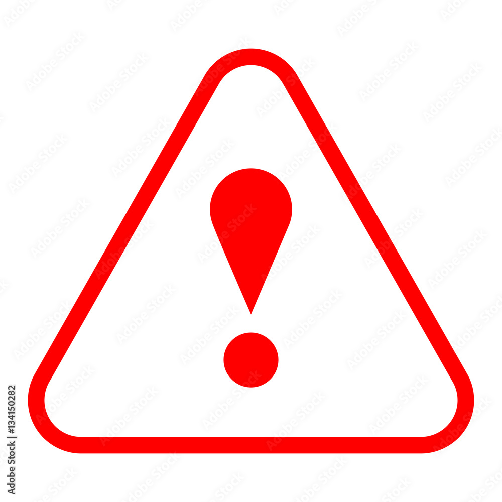 Red triangle exclamation mark icon warning sign attention button Stock ...