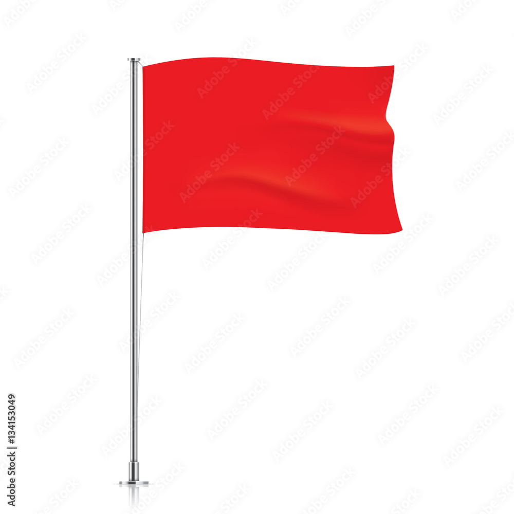 Red flag template. Red horizontal waving flag, isolated on background ...