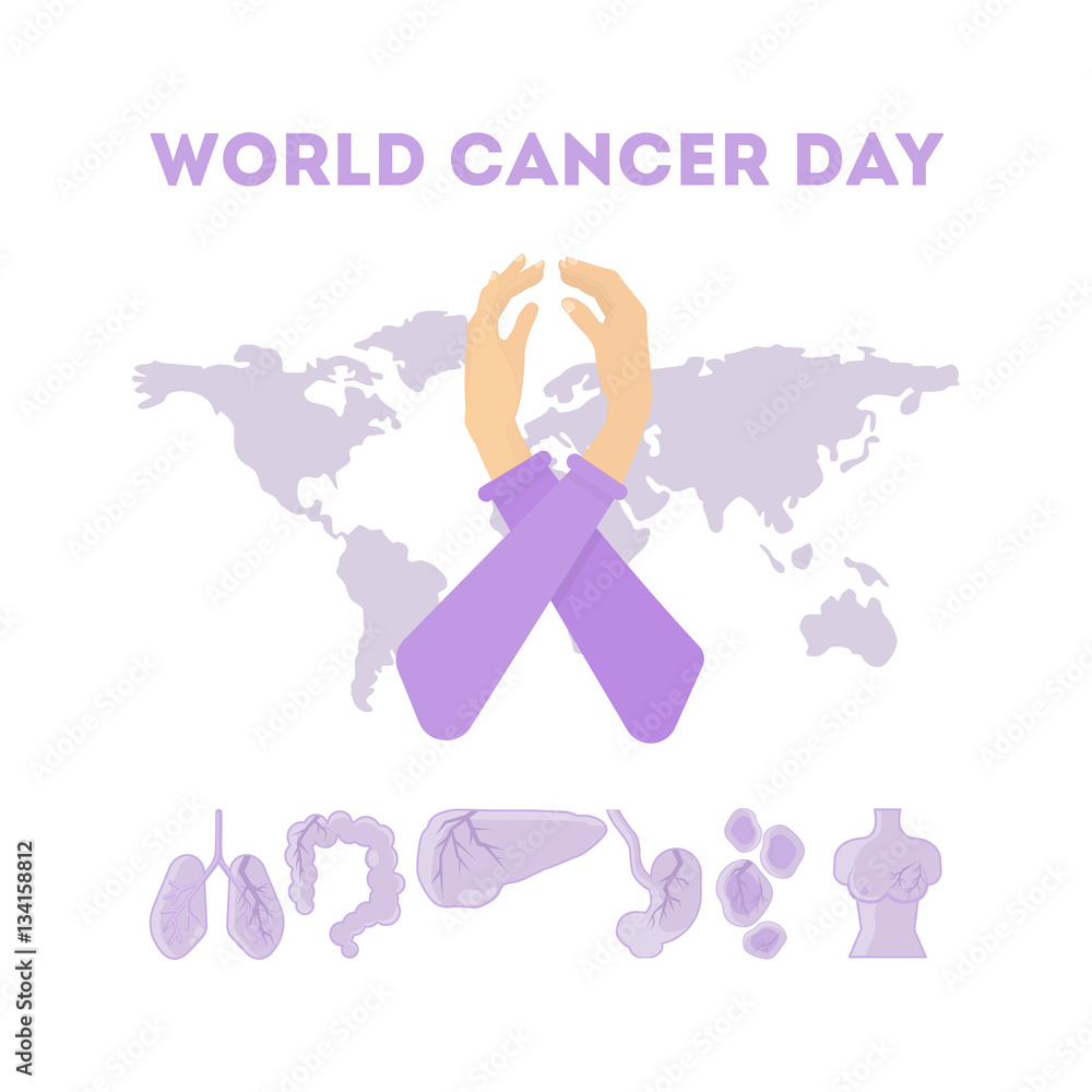 World cancer day. Hands holding and making World cancer day symbol on ...
