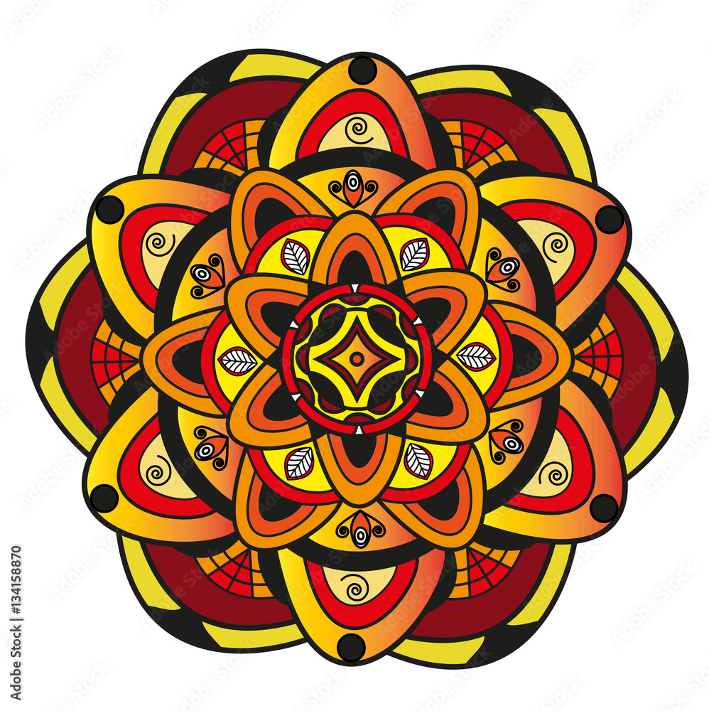 Vettoriale Stock Vector illustration of a colored mandala, mandala ...