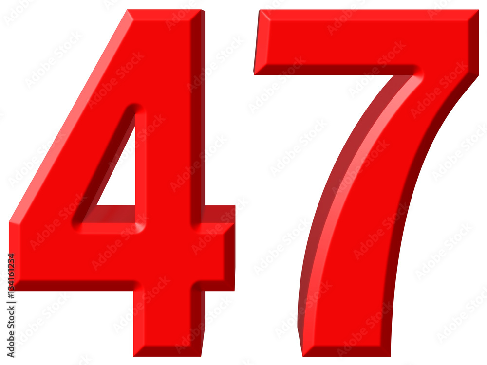 Numeral 47, forty seven, isolated on white background, 3d render Stock ...