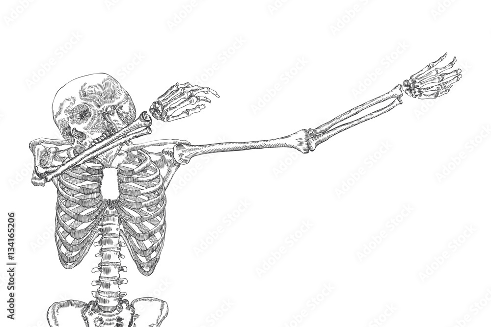Human skeleton dancing DAB, perform dabbing move gesture, posing on ...
