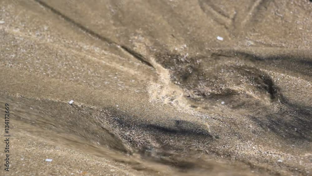 Flowing water in sand bed erode sand particles and change the course ...
