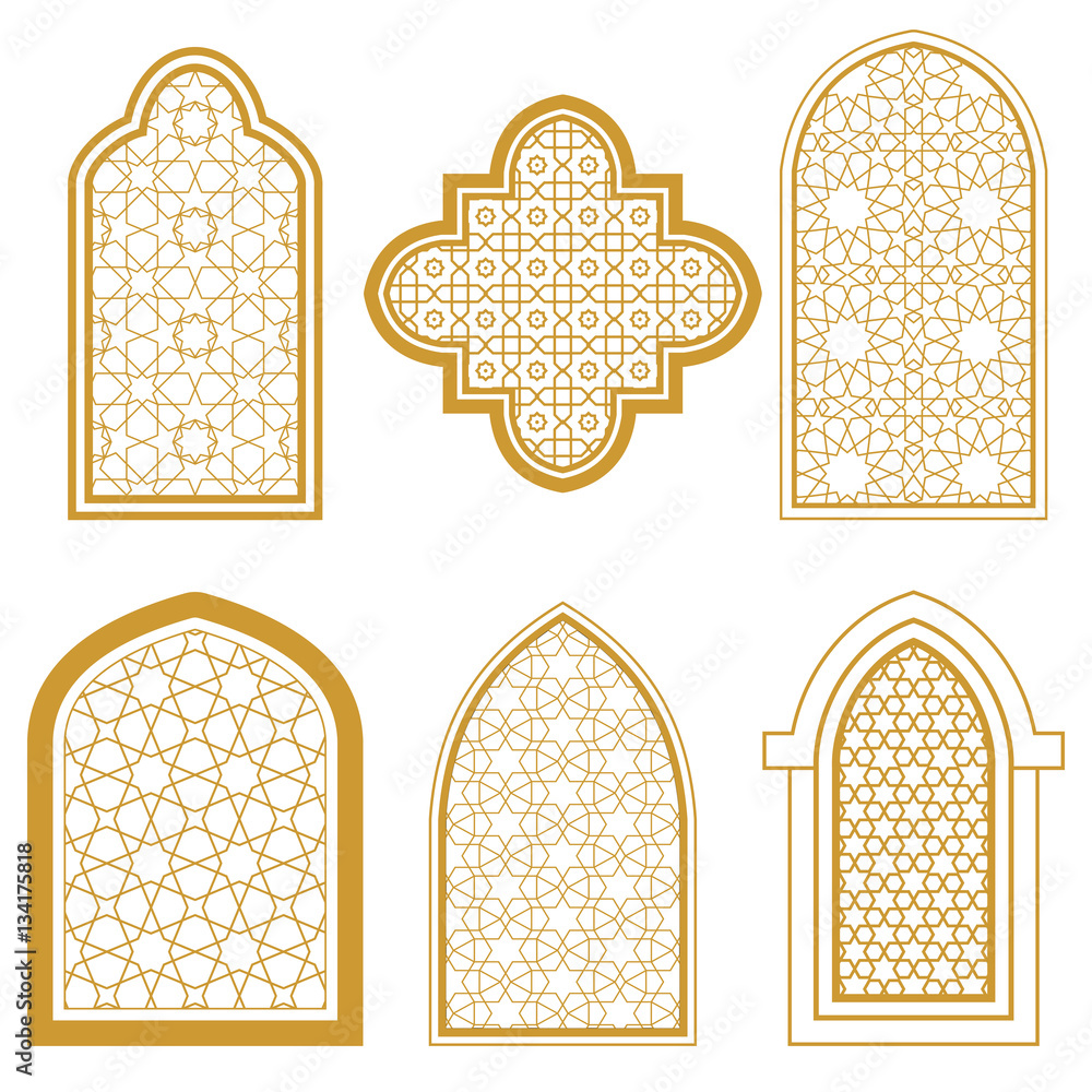 Set of islamic window Stock Vector | Adobe Stock